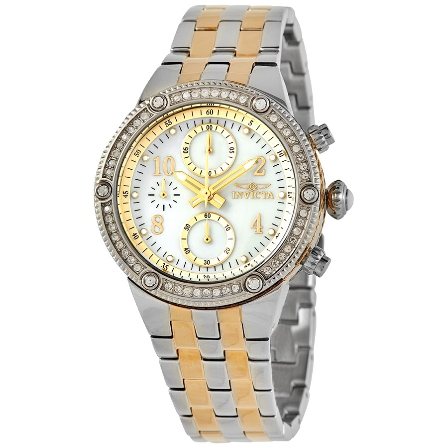Invicta Angel Chronograph Quartz Crystal White Dial Ladies Watch 29529 ...