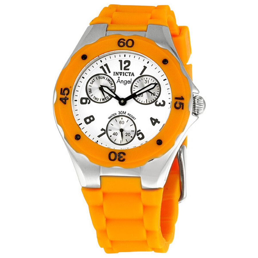 Invicta Angel Collection Stainless Steel Orange Polyurethane Ladies ...