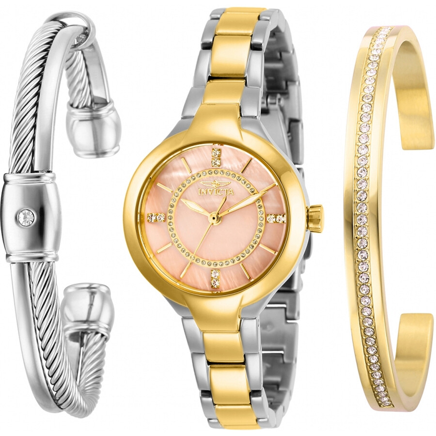 Invicta Angel Crystal Gold Dial Ladies Watch and Bracelet Set 29328 ...