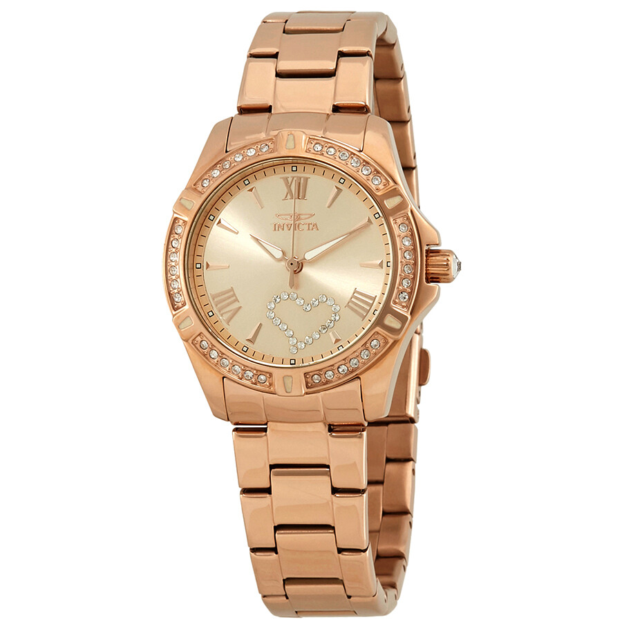 Invicta Angel Crystal Rose Gold Dial Ladies Watch 21417 088667826232 ...