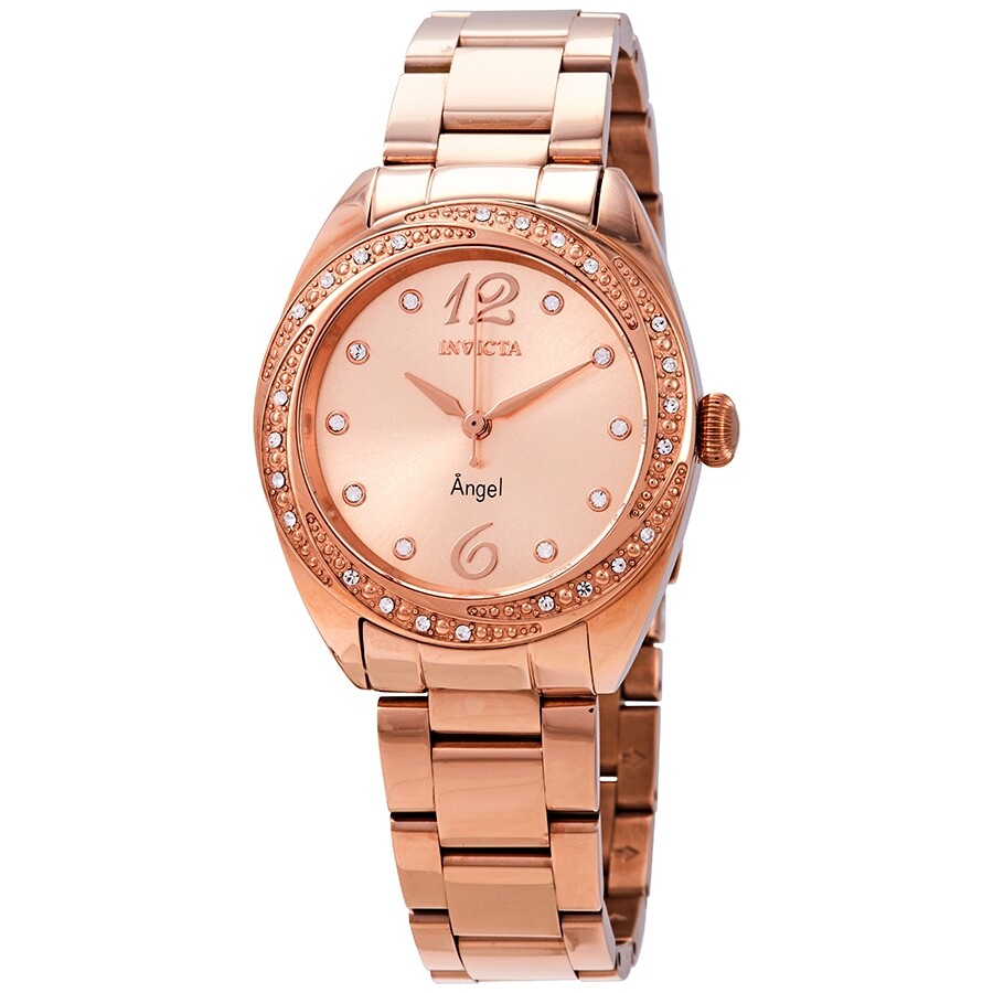 Invicta Angel Crystal Rose Gold Dial Ladies Watch 27459 886678329229 ...