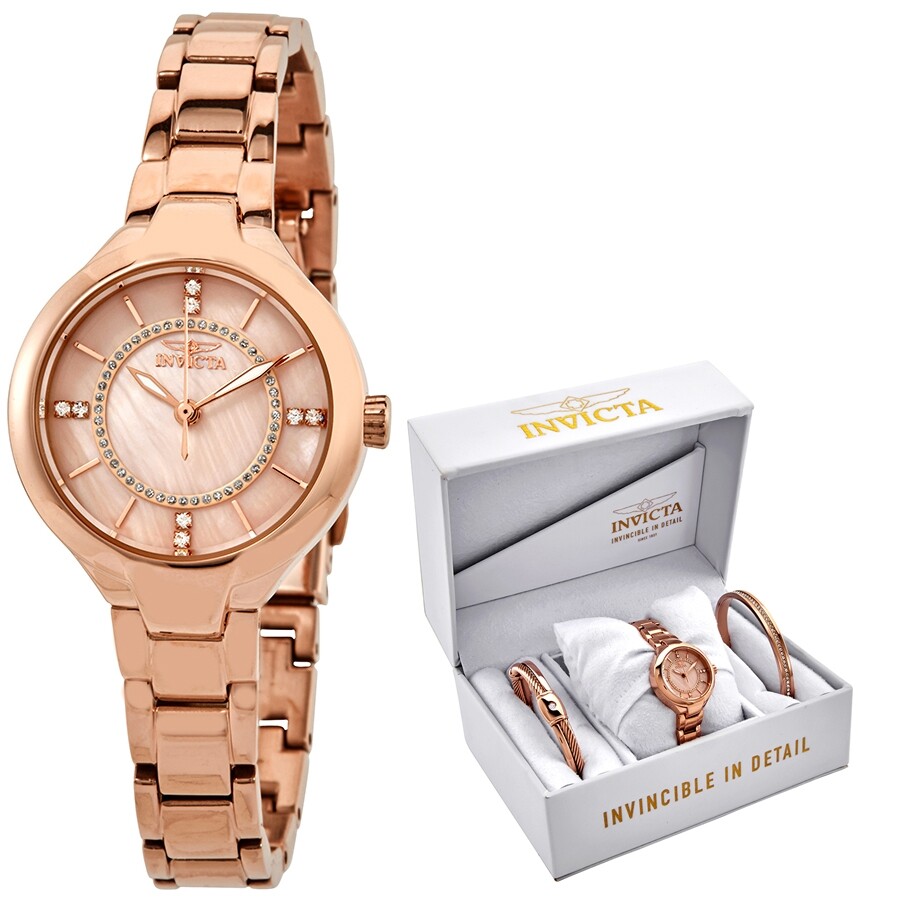 Invicta Angel Crystal Rose Gold Dial Ladies Watch 29325 886678348183 ...