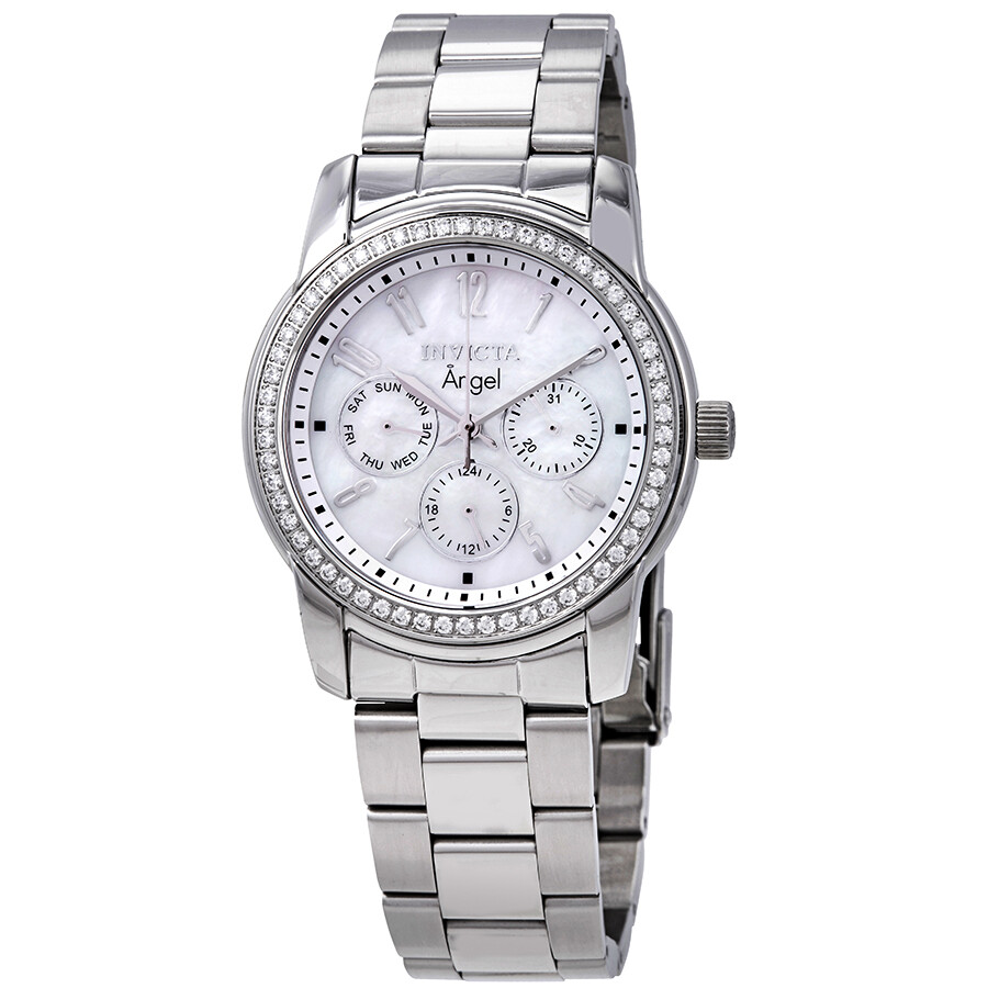 Invicta Angel Crystal White Mother of Pearl Dial Ladies Watch 17019 ...