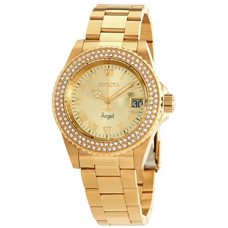 Invicta Angel Gold Dial Ladies Watch 19513 886678239870 - Watches ...