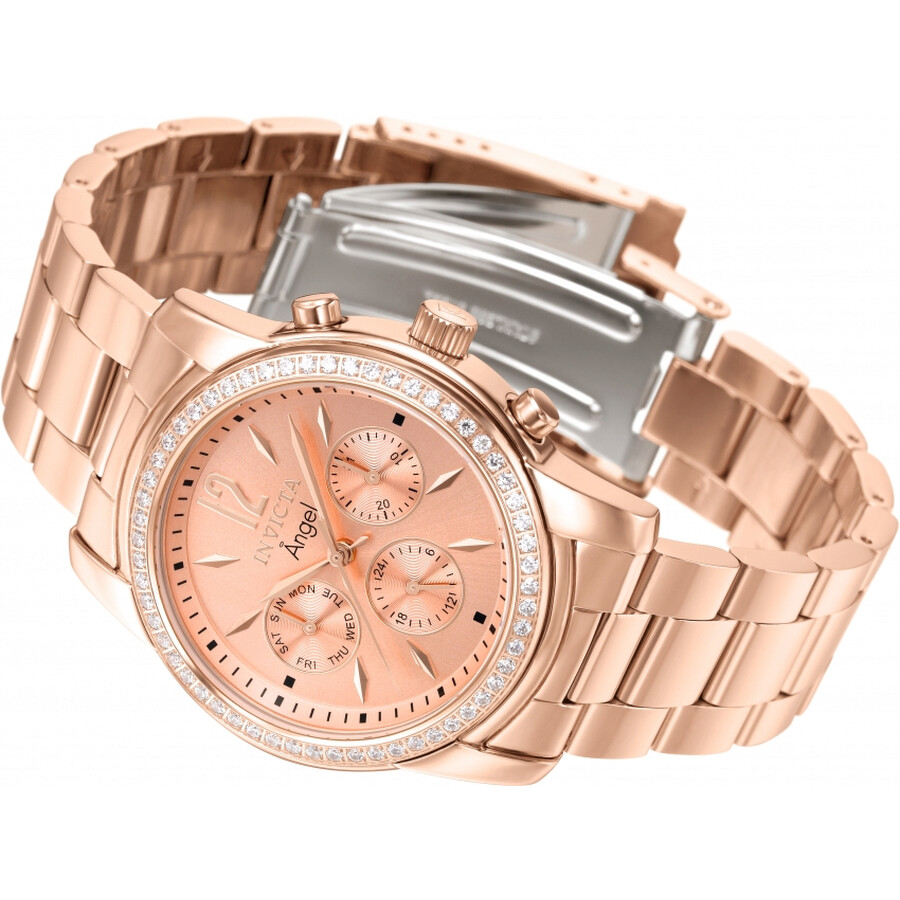 Invicta Angel Multi-Function Rose Dial Rose Gold-plated Ladies Watch ...