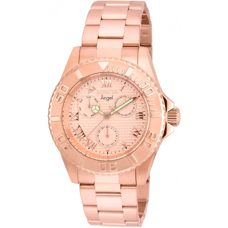 Invicta Angel Multi-Function Rose Dial Rose Gold-plated Ladies Watch ...