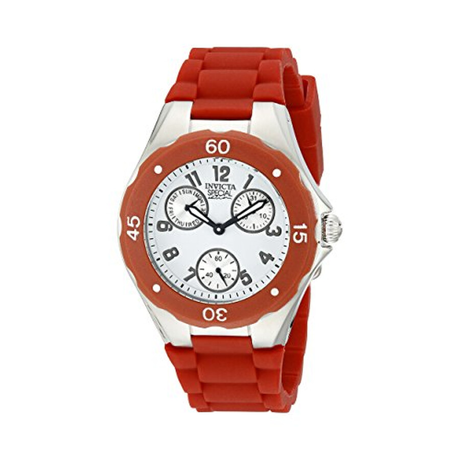 Invicta Angel Multi-Function White Dial Red Silicone Ladies Watch 18789 ...