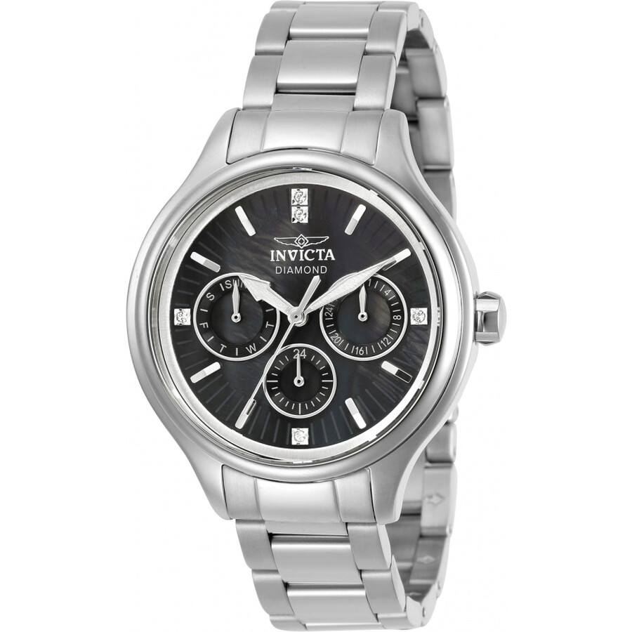 Invicta Angel Quartz Crystal Black Dial Ladies Watch 30955 886678366514 ...