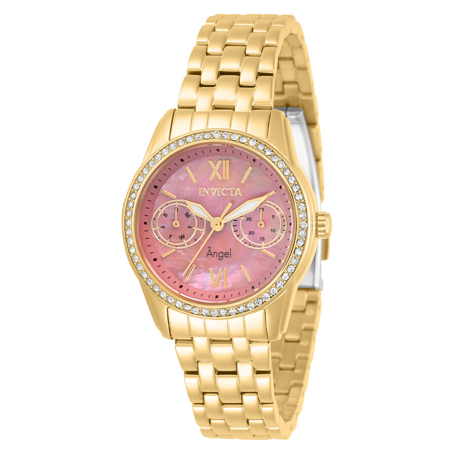 Invicta Angel Quartz Crystal Pink Dial Ladies Watch 31379 886678370832 ...