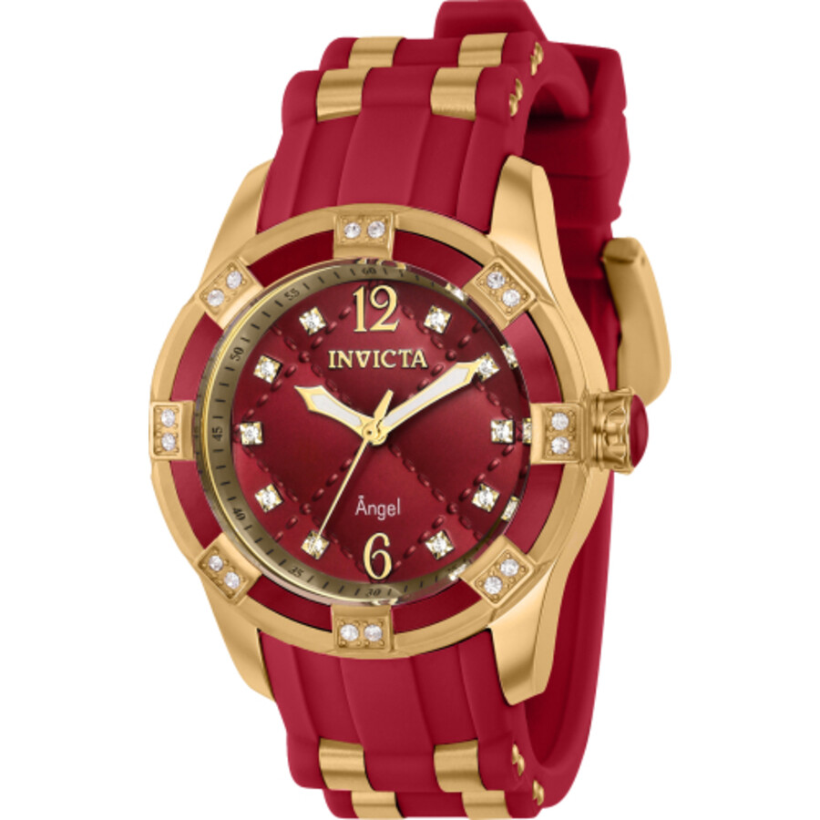 Invicta Angel Quartz Crystal Red Dial Ladies Watch 36718 886678449880 ...