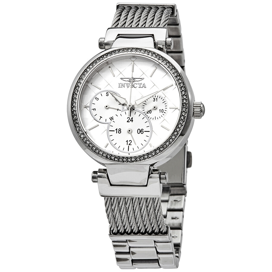 Invicta Angel Quartz Crystal Silver Dial Ladies Watch 28915 ...