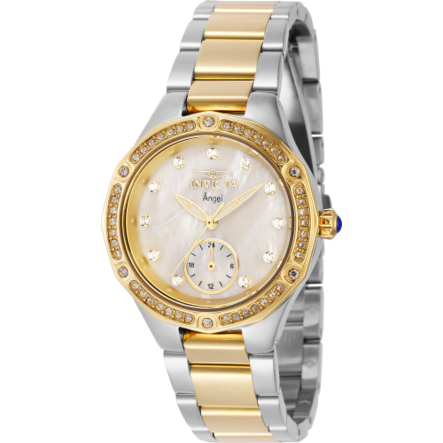 Invicta Angel Quartz Crystal White Dial Ladies Watch 40367 886678542642 ...