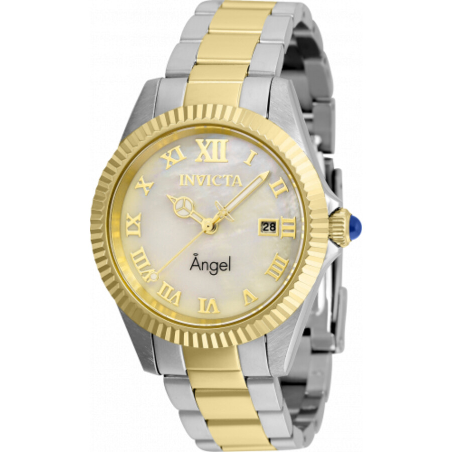 Invicta Angel Quartz Date Platinum Dial Ladies Watch 36060 886678440764 ...