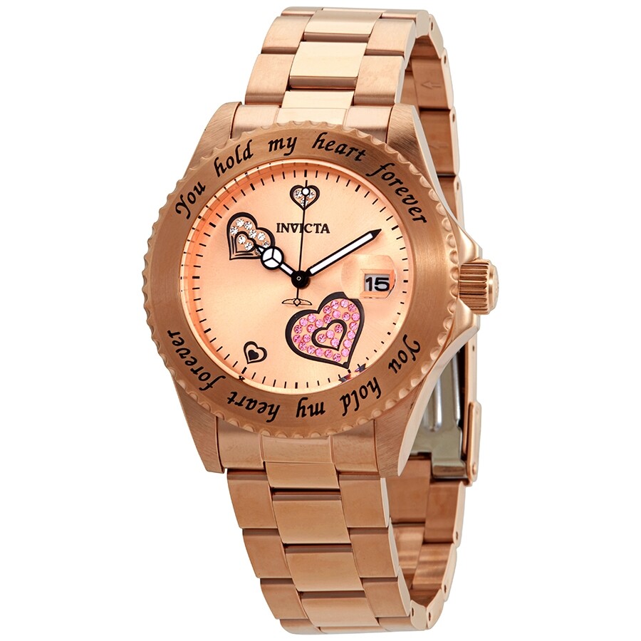 Invicta Angel Rose Dial Rose Gold-plated Steel Ladies Watch 14734 ...