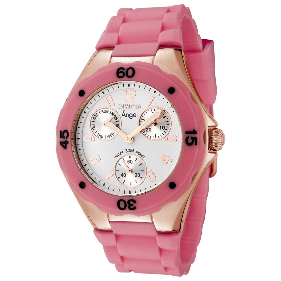 Invicta Angel Rose Gold-Plated Pink Polyurethane Watch 0711 ...