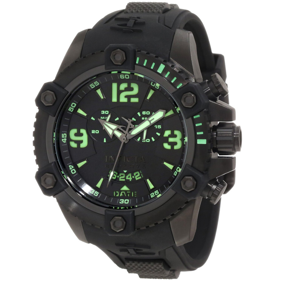 Invicta Arsenal Reserve Chronograph Black Dial Black Rubber Men's Watch ...