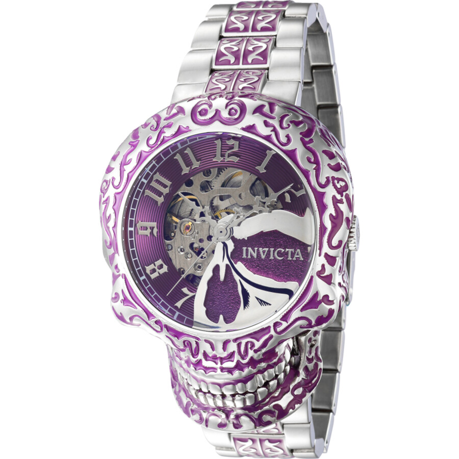 Invicta Artist Skull Automatic Purple Dial Men's Watch 42302 ...
