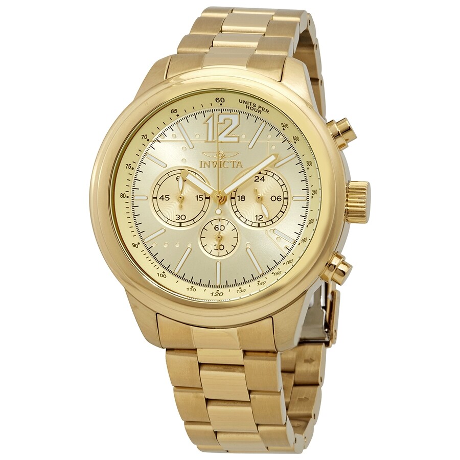 Invicta Aviator Chronograph Gold Dial Gold-tone Men's Watch 28898 ...