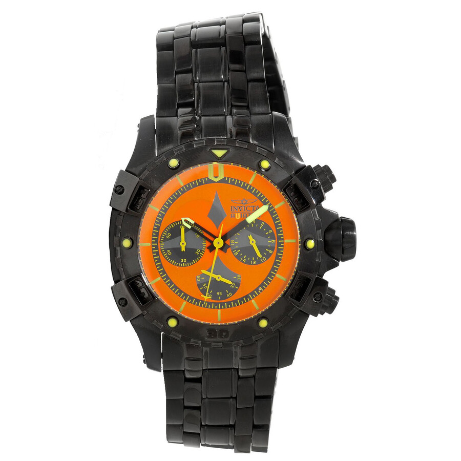 Invicta Aviator Chronograph Orange Dial Black PVD Men's Watch 80257 ...