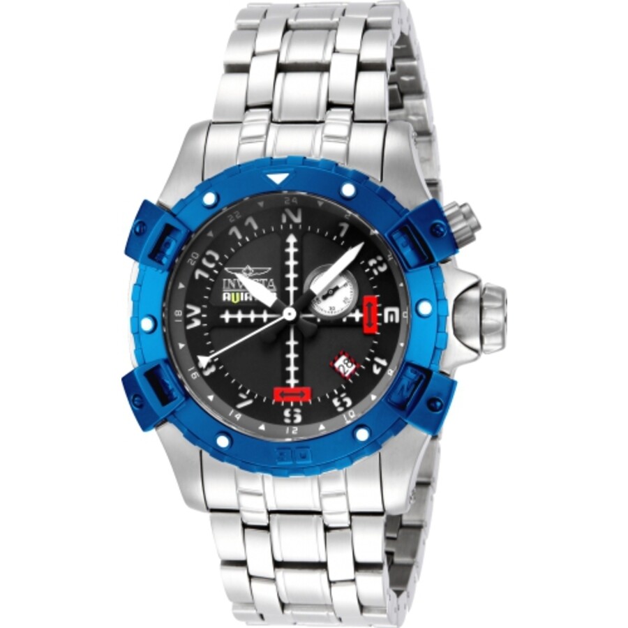Invicta Aviator Date GMT Quartz Black Dial Men's Watch 80247 ...
