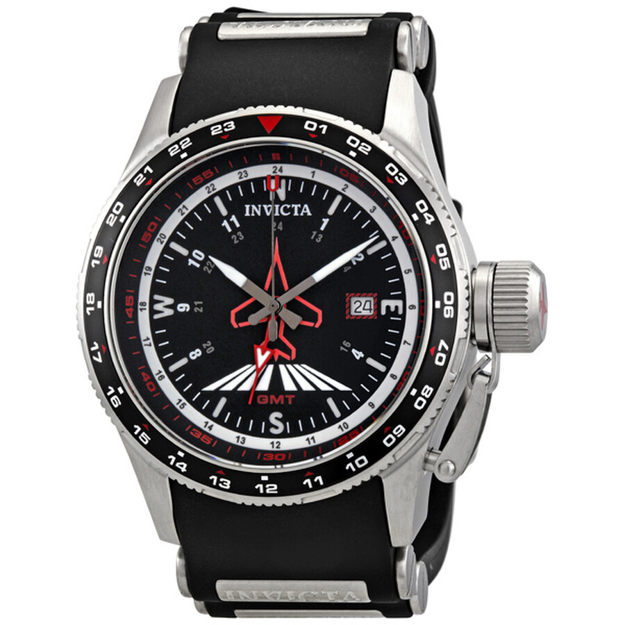 Invicta Aviator Flight Collection Black Dial Stainless Steel GMT Men's ...