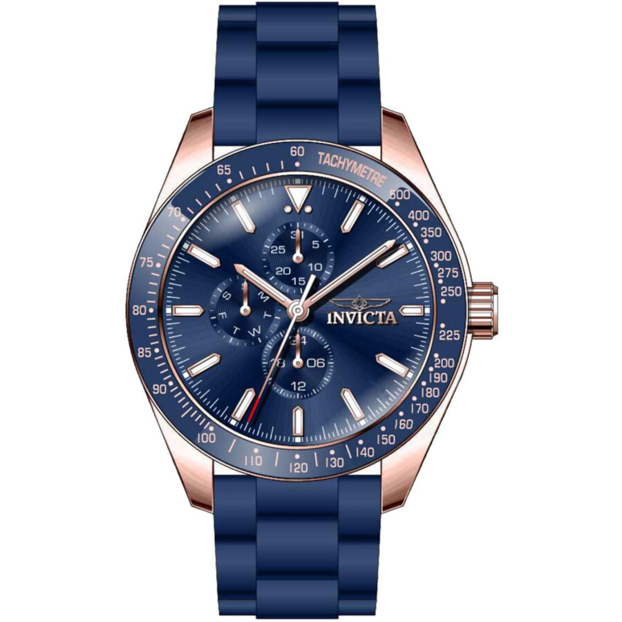 Invicta Aviator GMT Blue Dial Blue Silicone Men's Watch 38406 ...