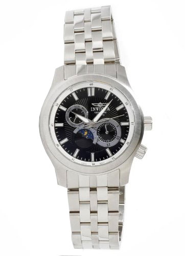 Invicta Black Dial Moonphase Stainless Steel Men's Watch 0259 ...