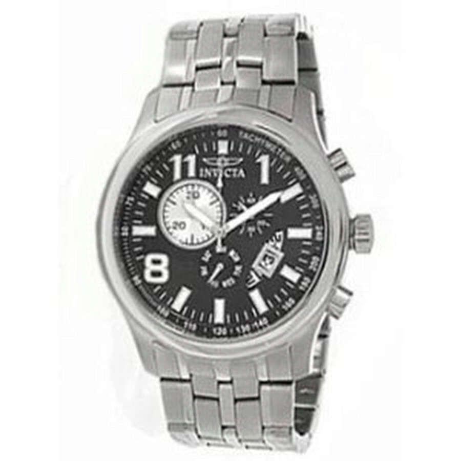 Invicta Black Dial Stainless Steel Chronograph Tachymeter Men's Watch ...
