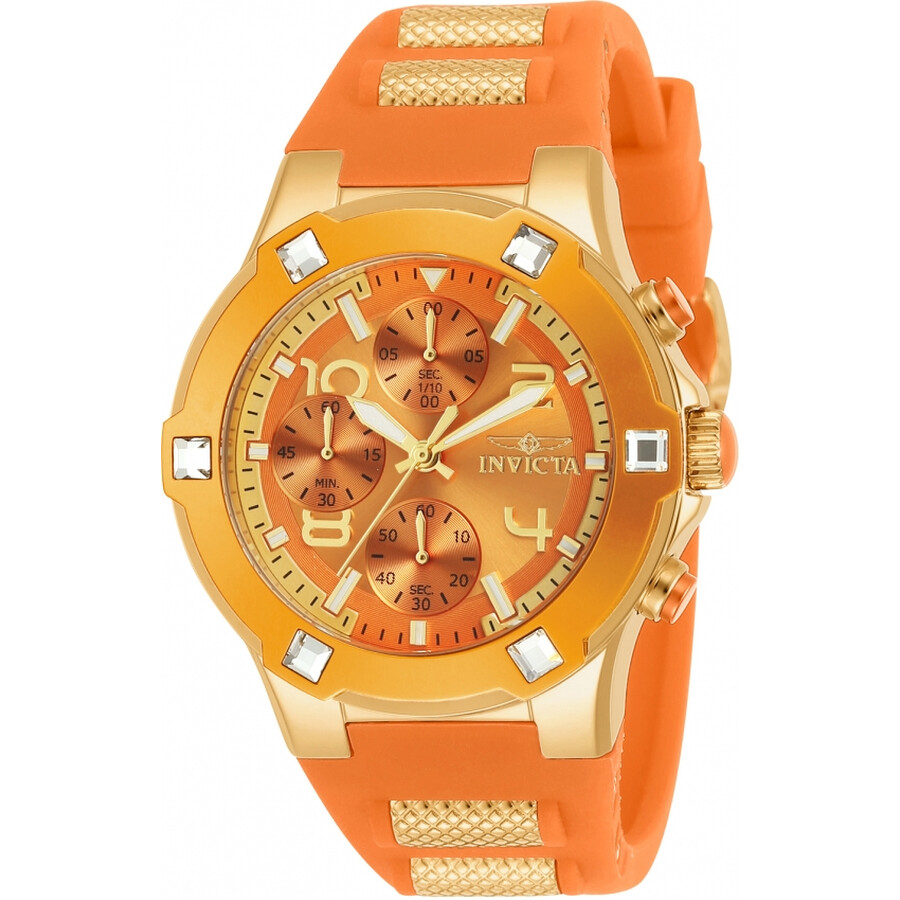 Invicta BLU Chronograph Orange Dial Ladies Watch 24193 886678293629 ...