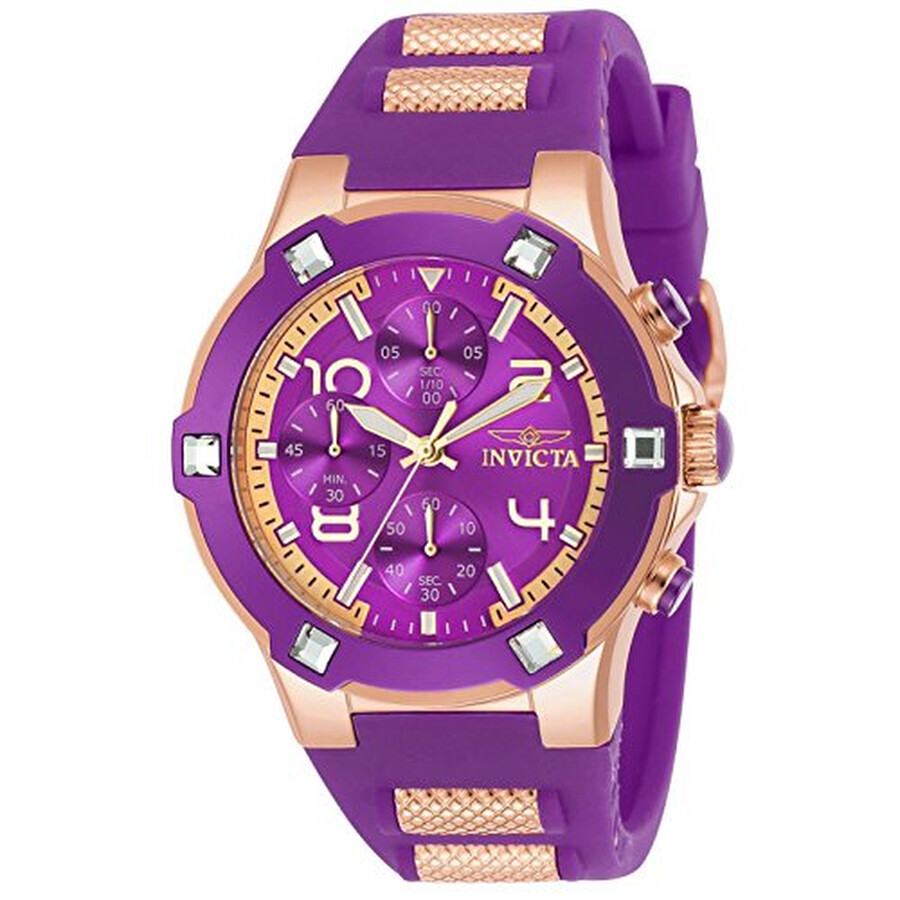 Invicta BLU Purple and Gold-tone Chronograph Ladies Watch 24195 ...