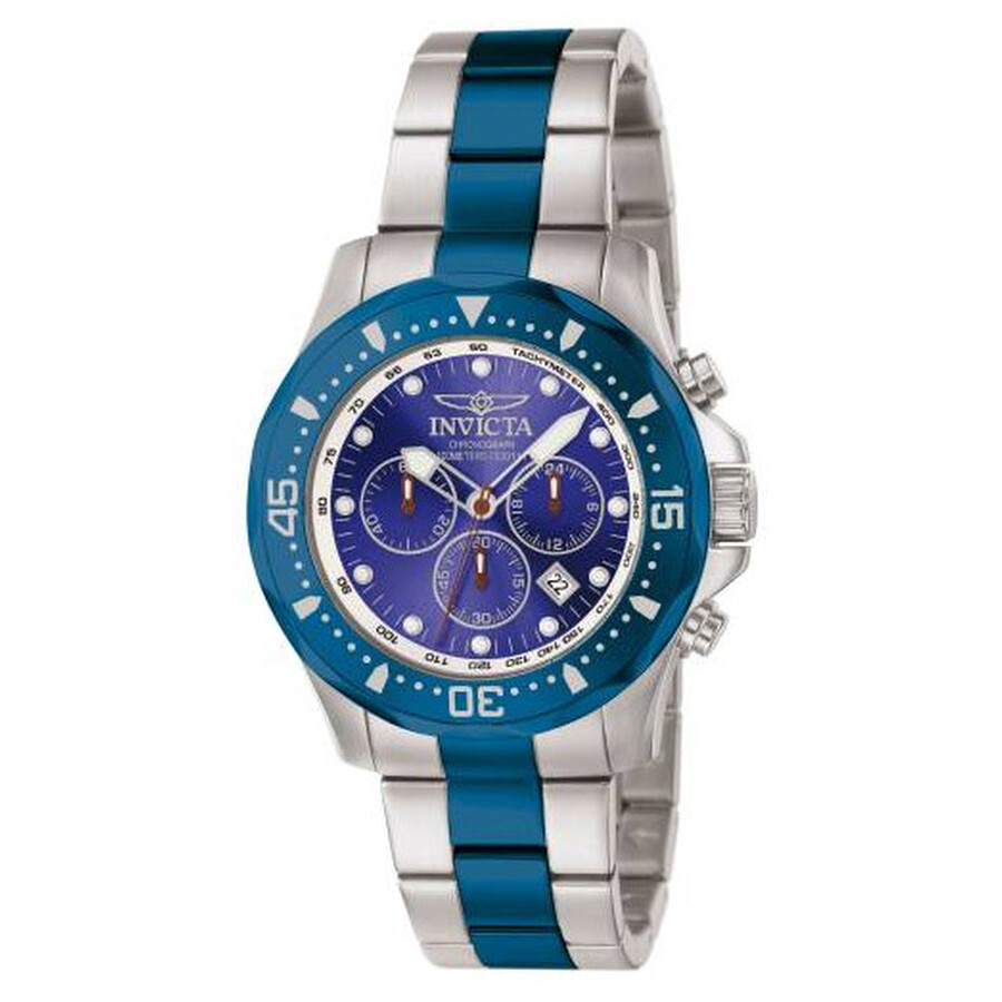 Invicta Blue Ceramic Dial Chronograph Two-Tone Blue Men's Watch 5268 ...