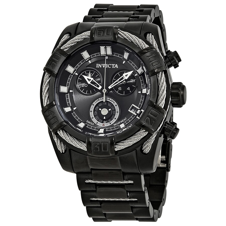 Invicta Bolt Chronograph Black Dial Black-plated Men's Watch 26995 ...