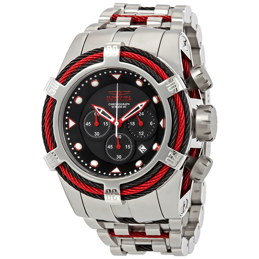 Invicta Bolt Chronograph Black Dial Stainless Steel Men's Watch 23049 ...