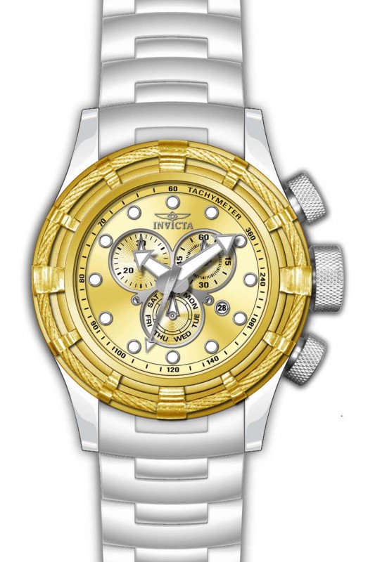 Invicta Bolt Chronograph Gold Dial Silver Ceramic Men's Watch 21589 ...