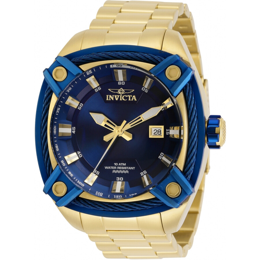 Invicta Bolt Quartz Blue Dial Yellow Gold-tone Men's Watch 31354 ...