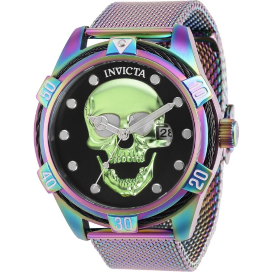 Invicta Bolt Skull Quartz Black Dial Men's Watch 37450 886678462506 ...