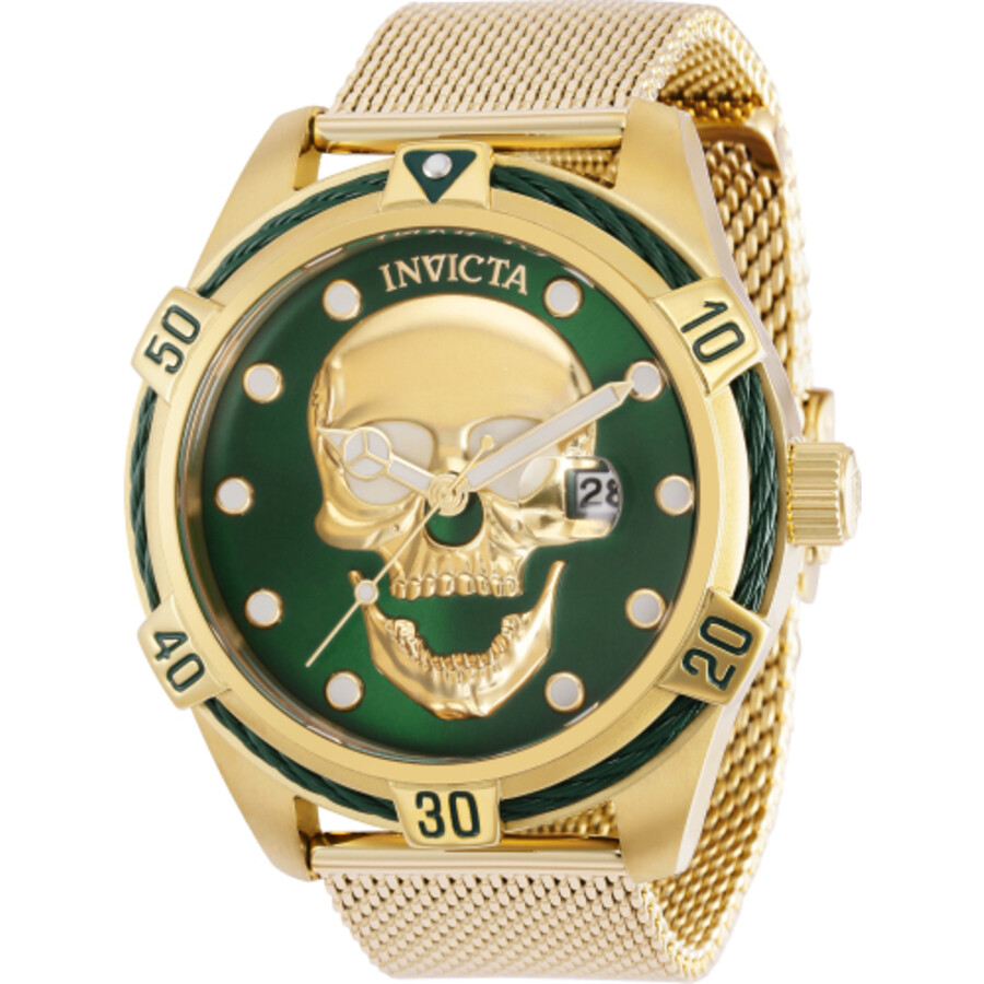 Invicta Bolt Skull Quartz Green Dial Men's Watch 37443 886678462438 ...