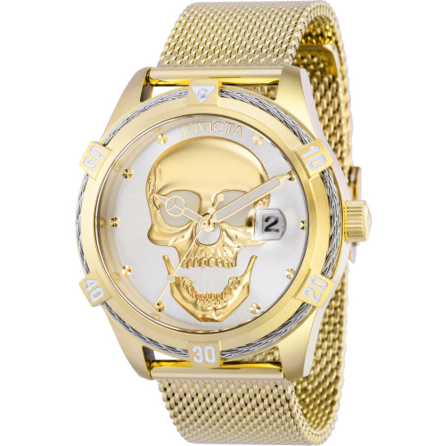 Invicta Bolt Skull Quartz Silver Dial Unisex Watch 37453 886678462537 ...