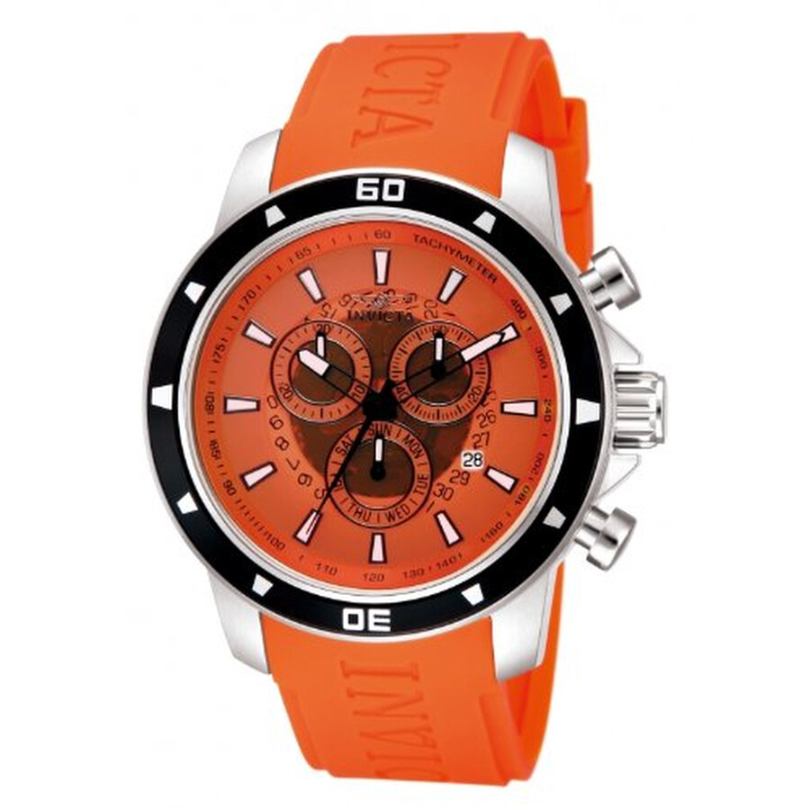 Invicta Chronograph Specialty Orange Dial Orange Polyurethane Men's ...