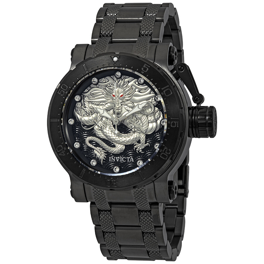 Invicta Coalition Forces Dragon Automatic Crystal Black and Silver Dial ...