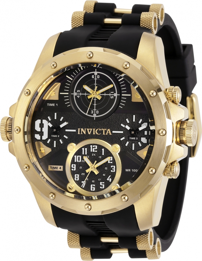 Invicta Coalition Forces Quartz Black Four Time Zone Dial Men's Watch ...