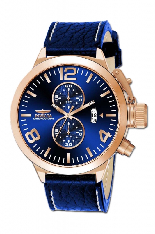 Invicta Corduba Chronograph Blue Dial Blue Leather Band Men's Watch ...