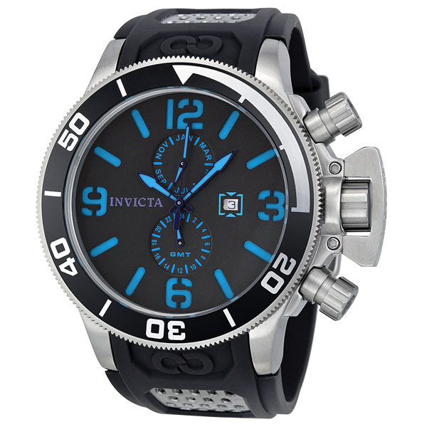 Invicta Corduba Diver Black Dial Blue Accents Black Polyurethaner Strap ...