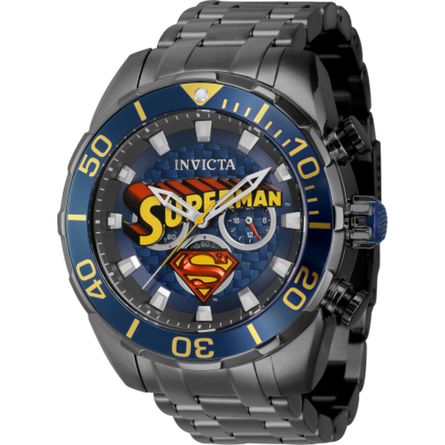 Invicta DC Comics Superman Chronograph GMT Quartz Blue Dial Men's Watch ...