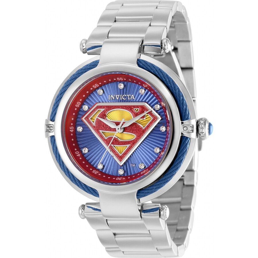 Invicta DC Comics Superman Quartz Crystal Blue Dial Ladies Watch 36954 ...