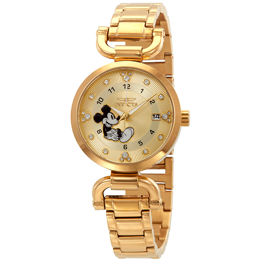 Invicta Disney Limited Edition Mickey Mouse Crystal Gold Dial Ladies ...