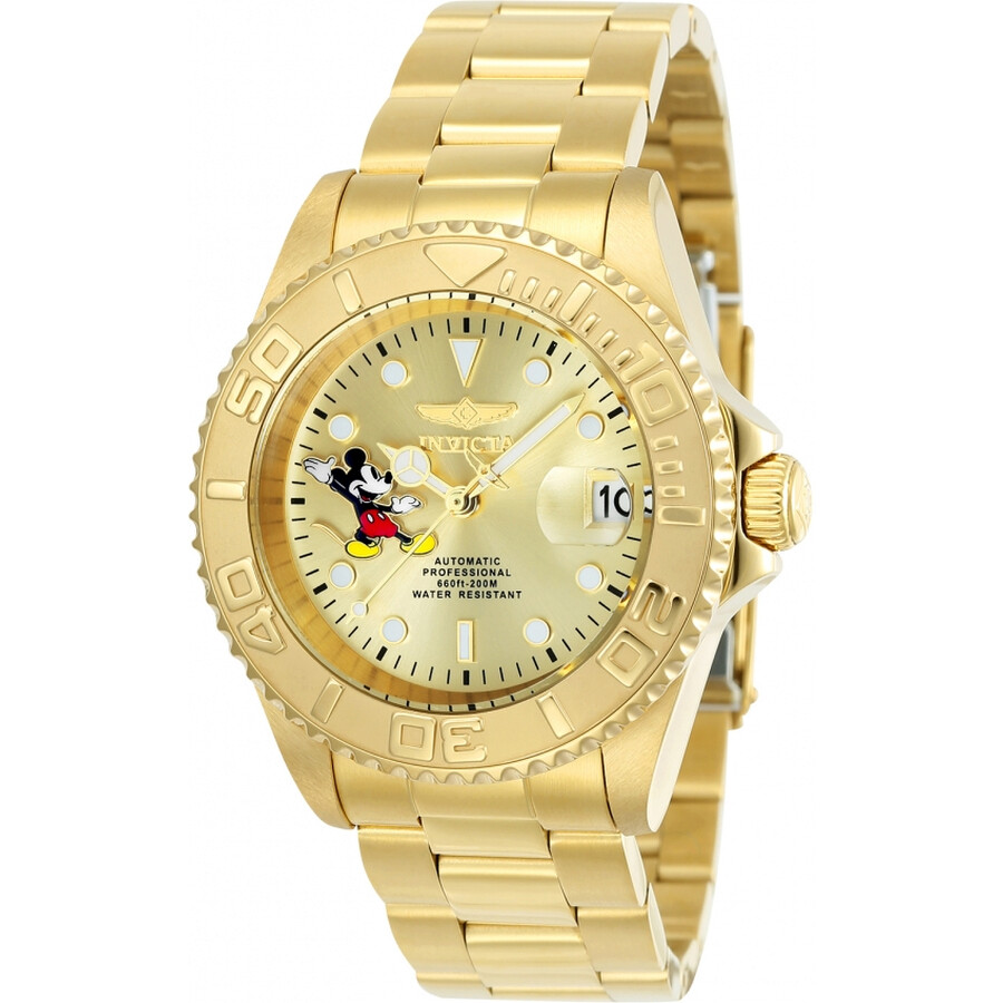Invicta Disney Limited Edition Mickey Mouse Gold Automatic Men's Watch ...