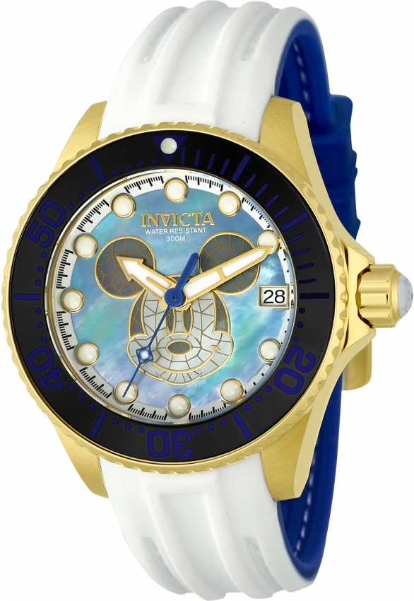 Invicta Disney Mickey Mouse Automatic Blue Mother of Pearl Dial Ladies ...