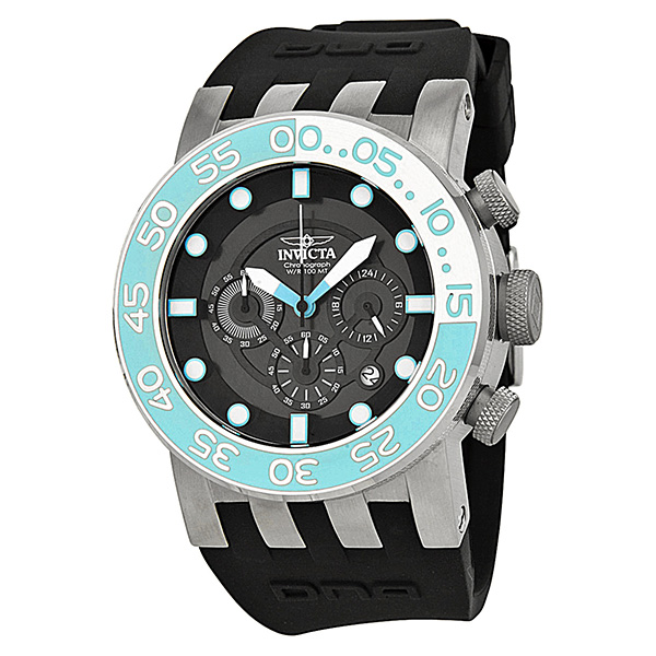 Invicta DNA Diver Chronograph Black Dial Black Rubber Strap Men's Watch ...