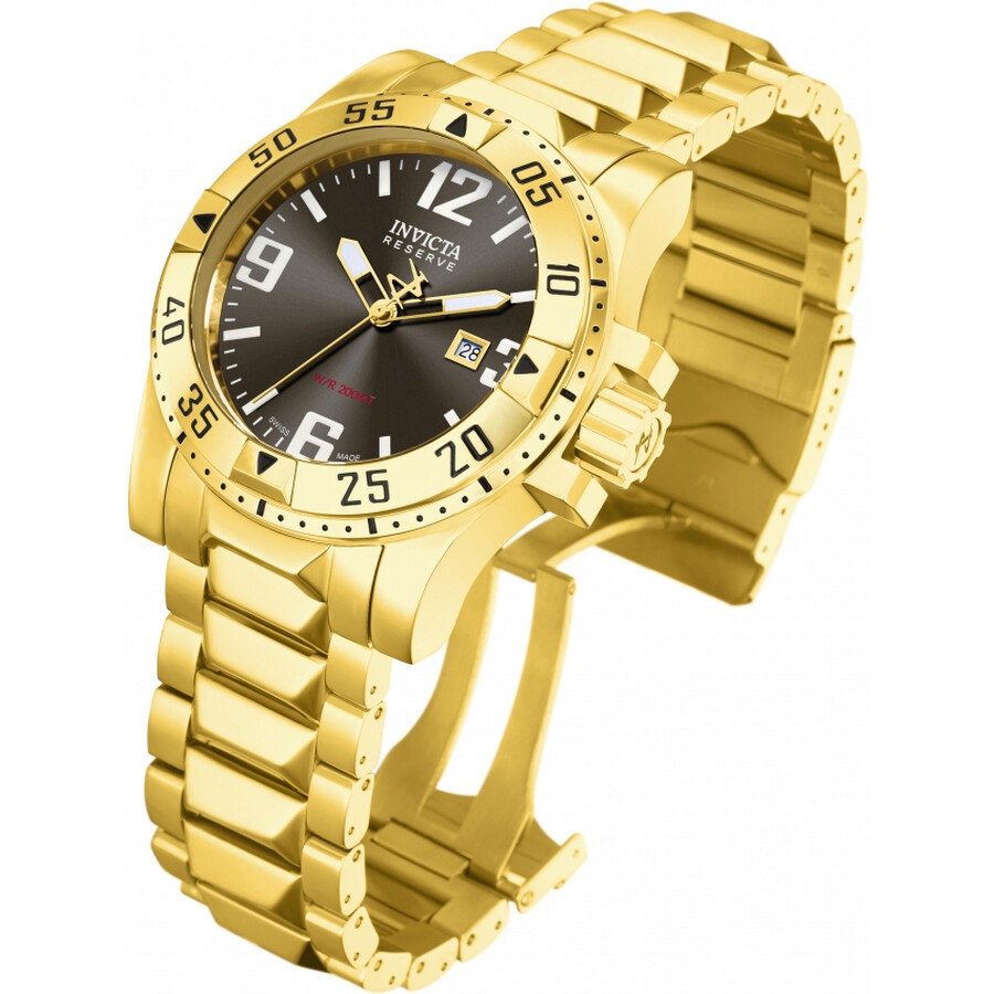 Invicta Excursion Black Dial 18kt Gold Ion-plated Men's Watch 6247 ...